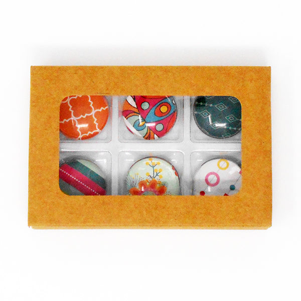 1" Round Glass Magnets | Set of 6 decorative refrigerator magnets – Sew ...