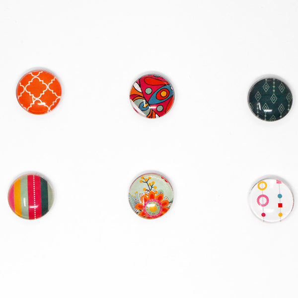 1" Round Glass Magnets | Set of 6 decorative refrigerator magnets – Sew ...