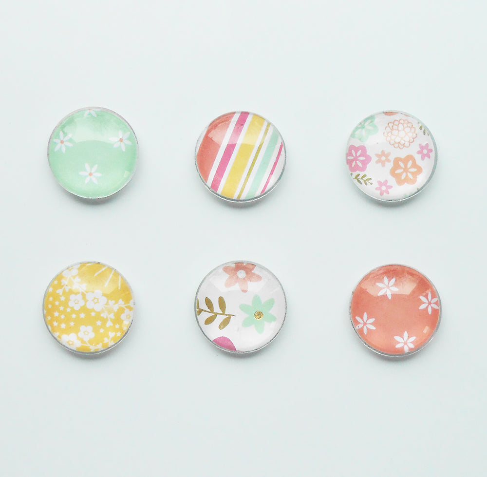 1" Round Glass Magnets | Set of 6 decorative refrigerator magnets – Sew ...