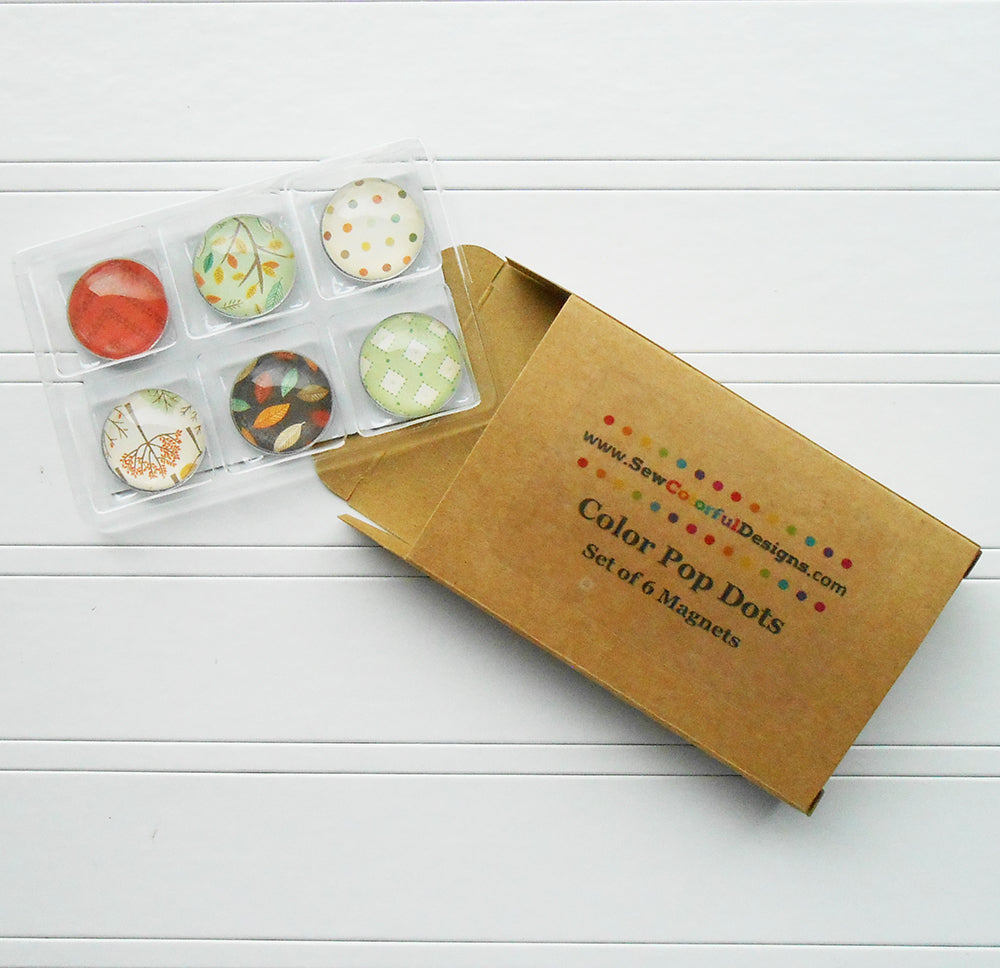 1" Round Glass Magnets | Set of 6 decorative refrigerator magnets – Sew ...