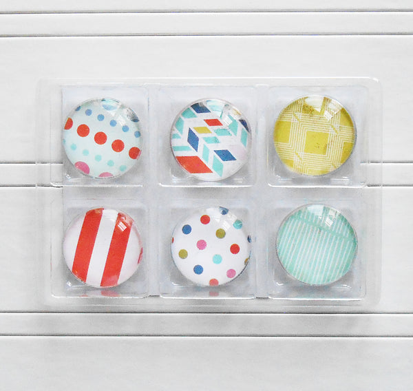 1" Round Glass Magnets | Set of 6 decorative refrigerator magnets – Sew ...