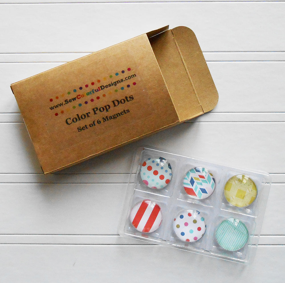 1" Round Glass Magnets | Set of 6 decorative refrigerator magnets – Sew ...