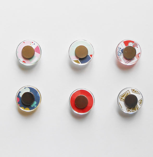 1" Round Glass Magnets | Set of 6 decorative refrigerator magnets – Sew ...