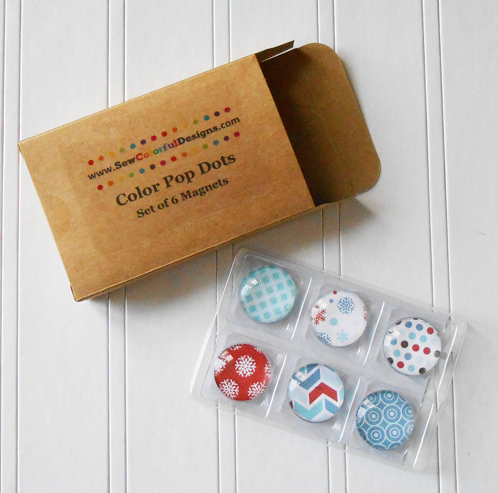 1" Round Glass Magnets | Set of 6 decorative refrigerator magnets – Sew ...