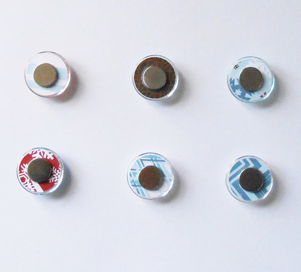 1" Round Glass Magnets | Set of 6 decorative refrigerator magnets – Sew ...