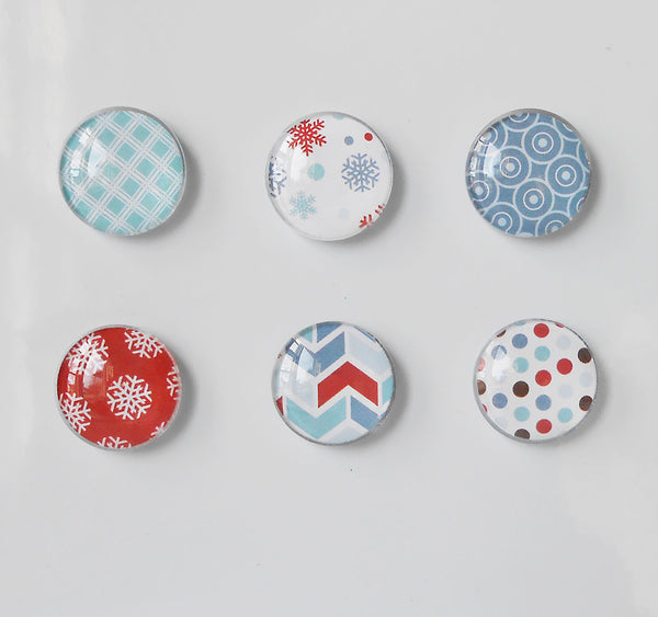 1" Round Glass Magnets | Set of 6 decorative refrigerator magnets – Sew ...