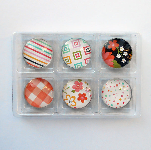 1" Round Glass Magnets | Set of 6 decorative refrigerator magnets – Sew ...
