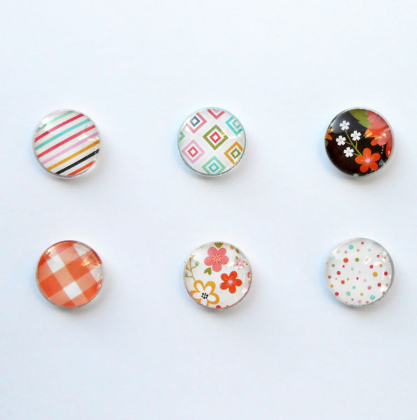 1" Round Glass Magnets | Set of 6 decorative refrigerator magnets – Sew ...
