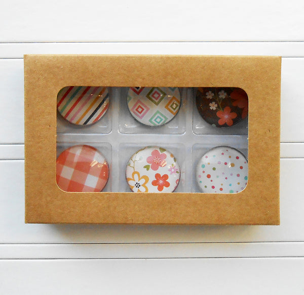1" Round Glass Magnets | Set of 6 decorative refrigerator magnets – Sew ...