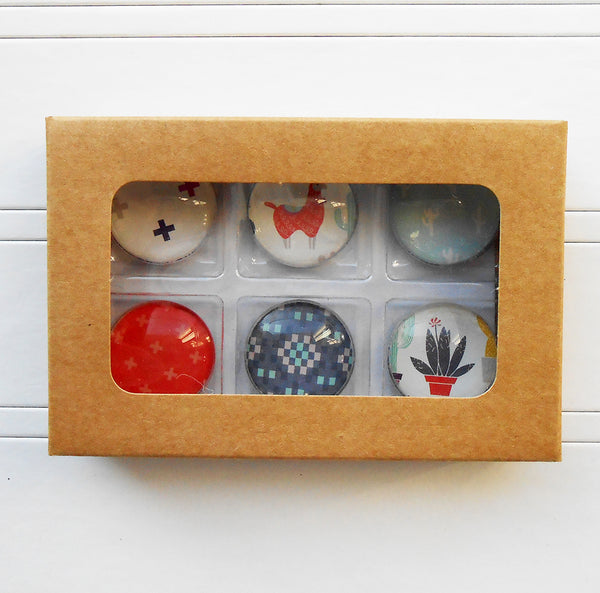 1" Round Glass Magnets | Set of 6 decorative refrigerator magnets – Sew ...