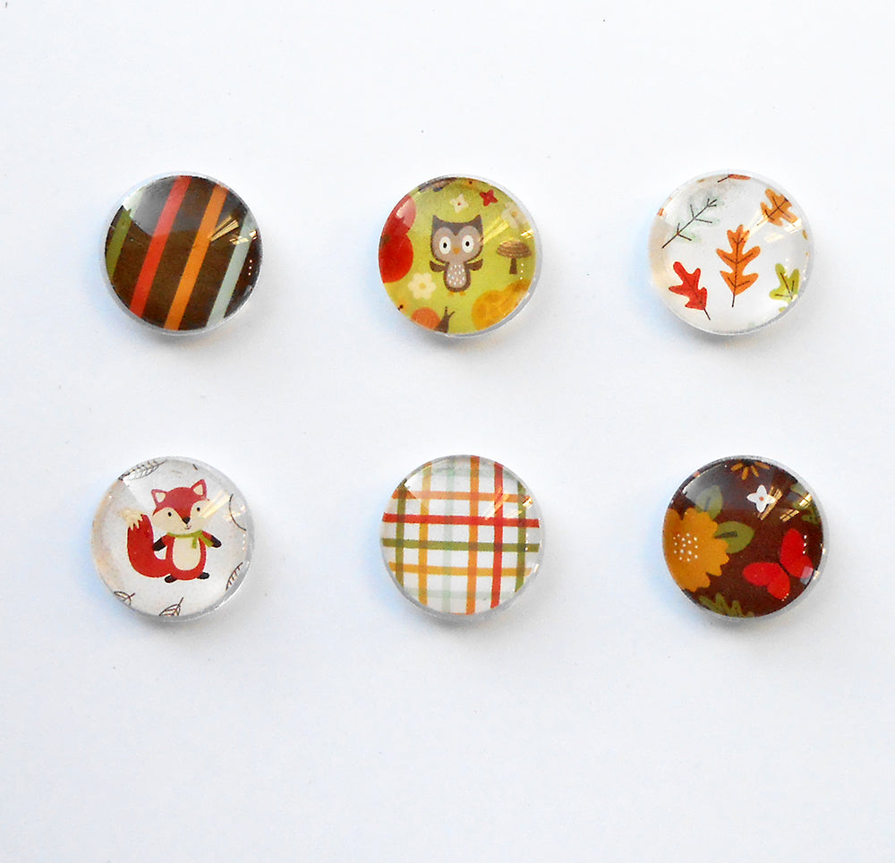 1" Round Glass Magnets | Set of 6 decorative refrigerator magnets – Sew ...
