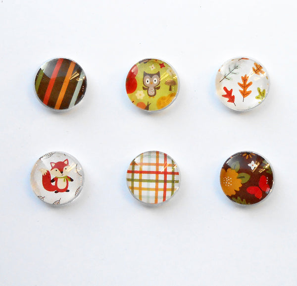 1" Round Glass Magnets | Set of 6 decorative refrigerator magnets – Sew ...