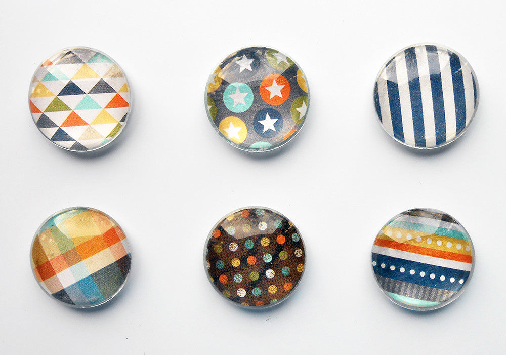 1" Round Glass Magnets | Set of 6 decorative refrigerator magnets – Sew ...