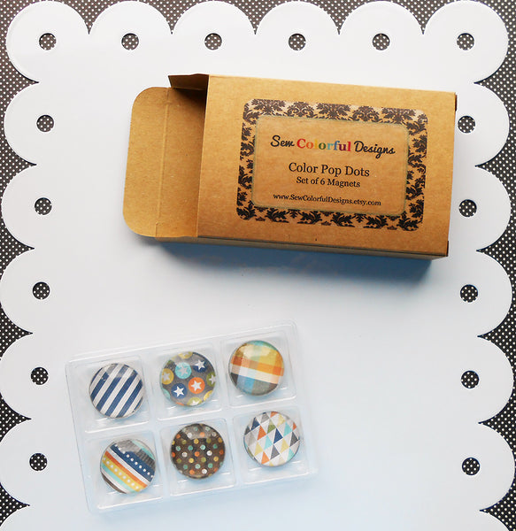 1" Round Glass Magnets | Set of 6 decorative refrigerator magnets – Sew ...