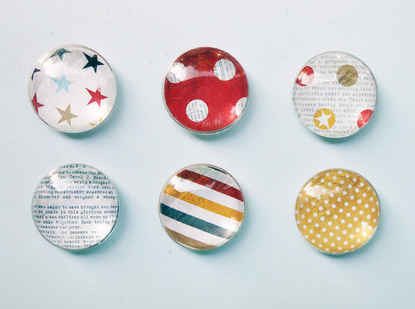 1" Round Glass Magnets | Set of 6 decorative refrigerator magnets – Sew ...